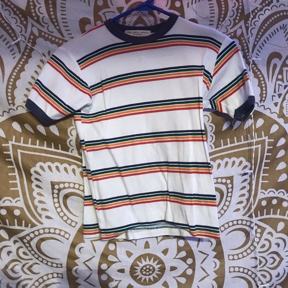 Truly Madly Deeply | Tops | Rainbow Striped Ringer Tee Size Xs | Poshmark